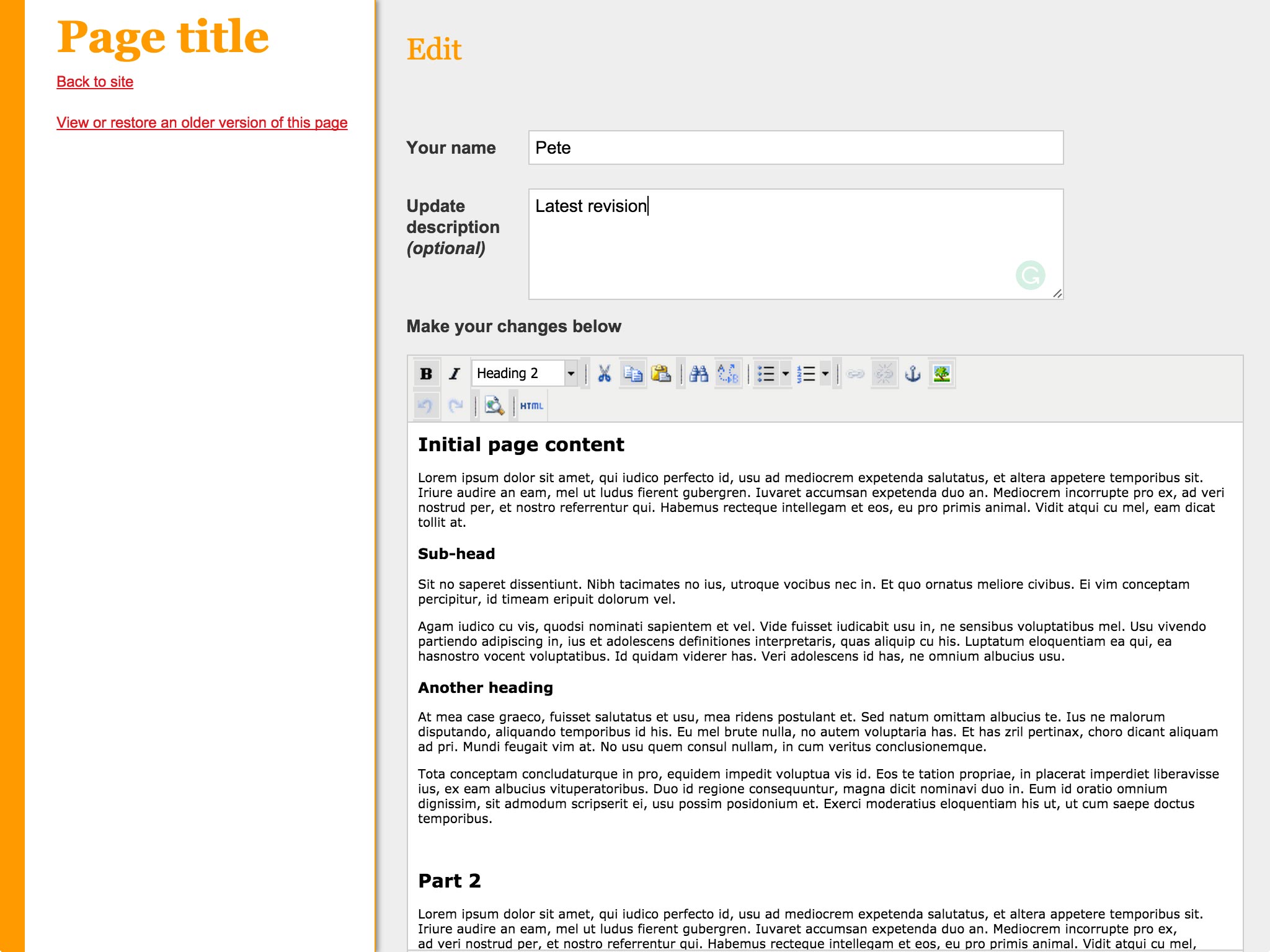 Single Editable Page | Pete // f90 | Brighton-based freelance developer