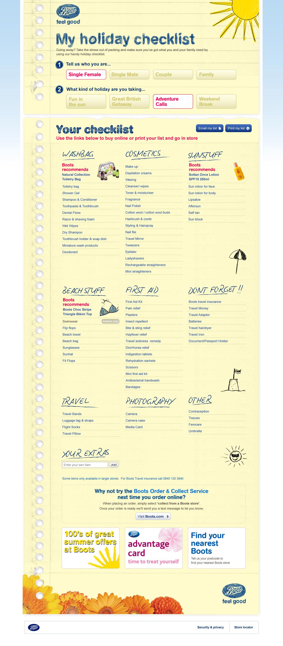 Boots Summer Checklist | Pete // f90 | Brighton-based freelance developer