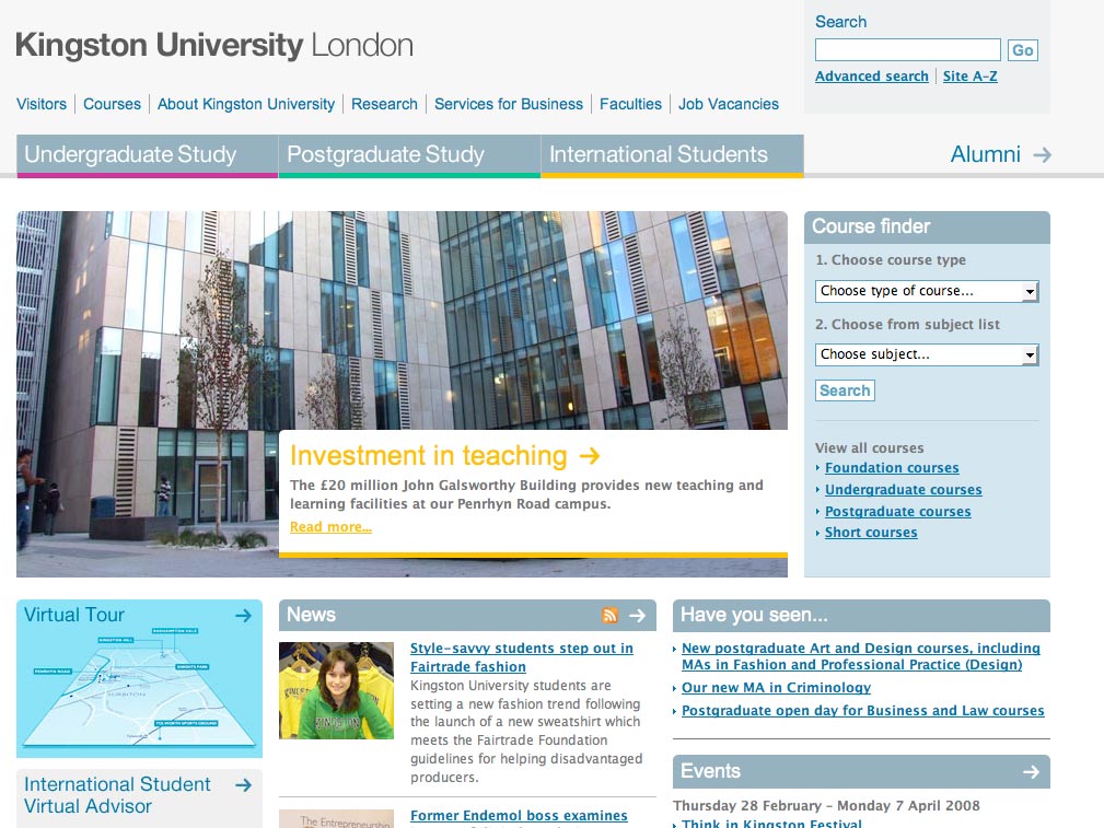 Kingston University | Pete // f90 | Brighton-based freelance developer