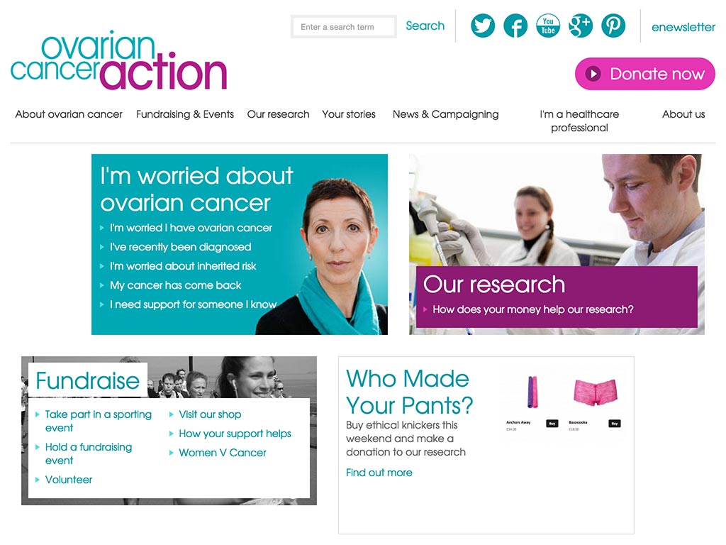 Ovarian Cancer Action | Pete // f90 | Brighton-based freelance developer