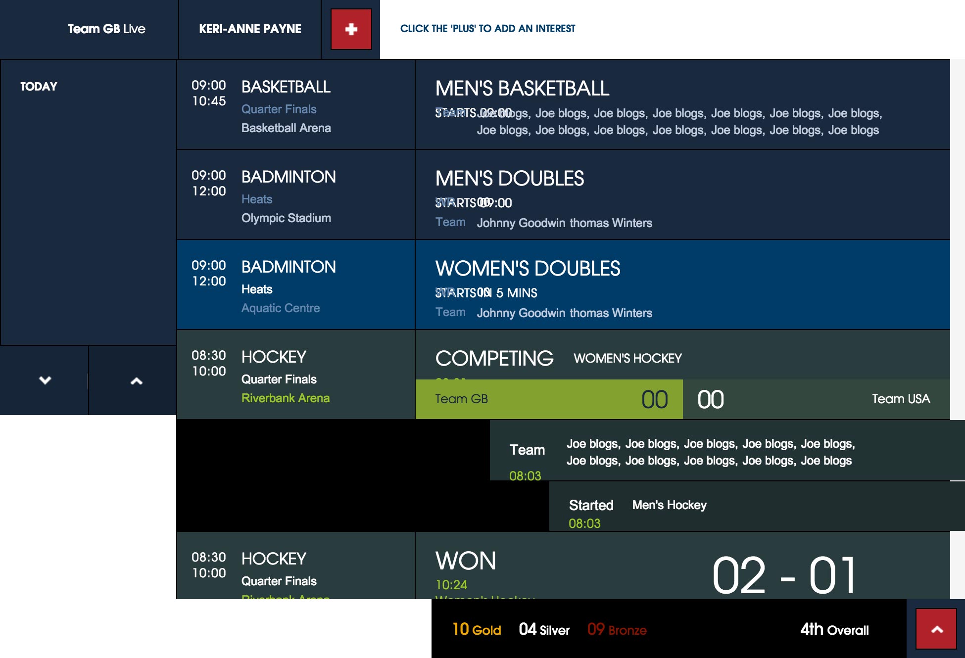 Team GB Dashboard | Pete // f90 | Brighton-based freelance developer