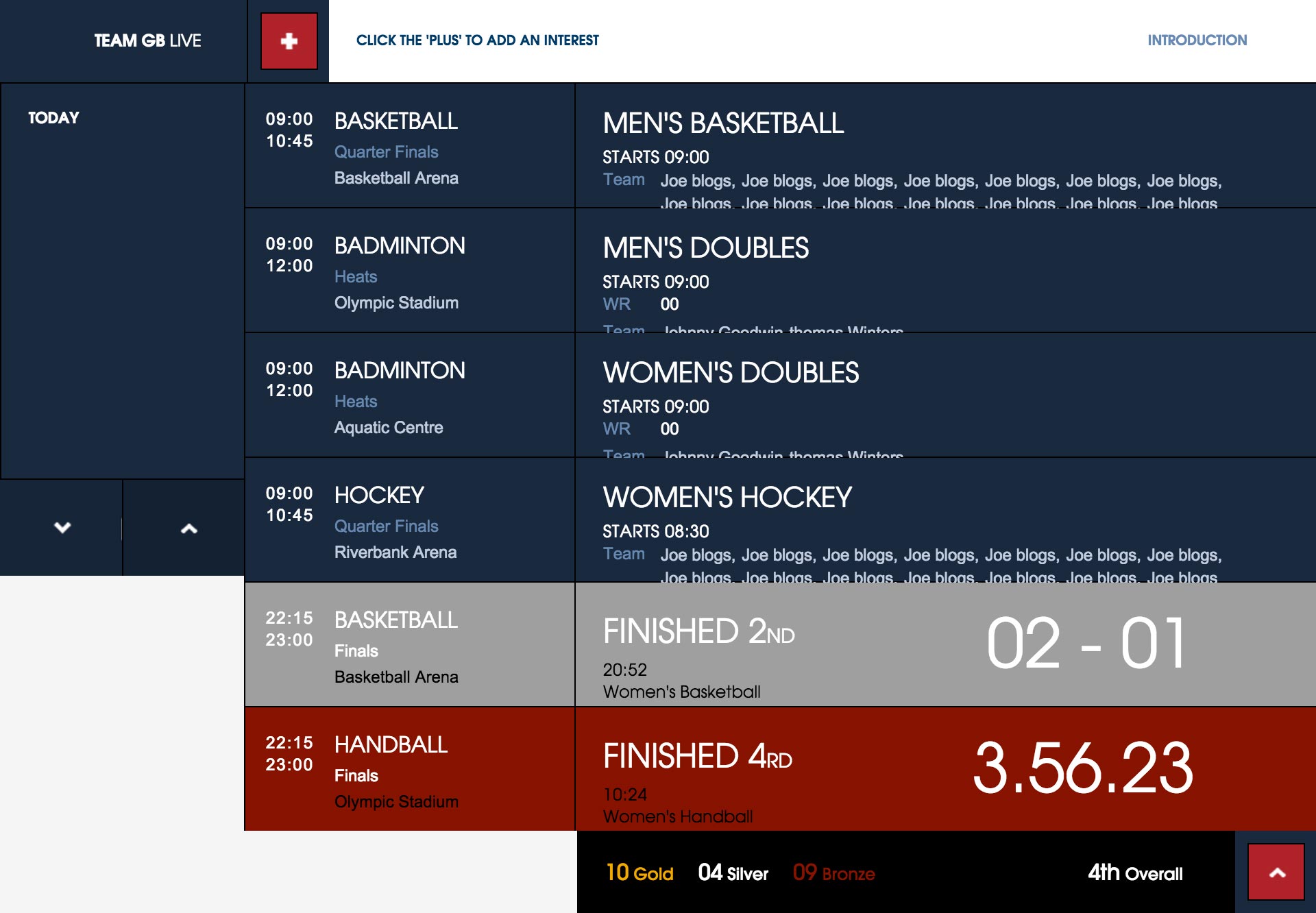 Team GB Dashboard | Pete // f90 | Brighton-based freelance developer