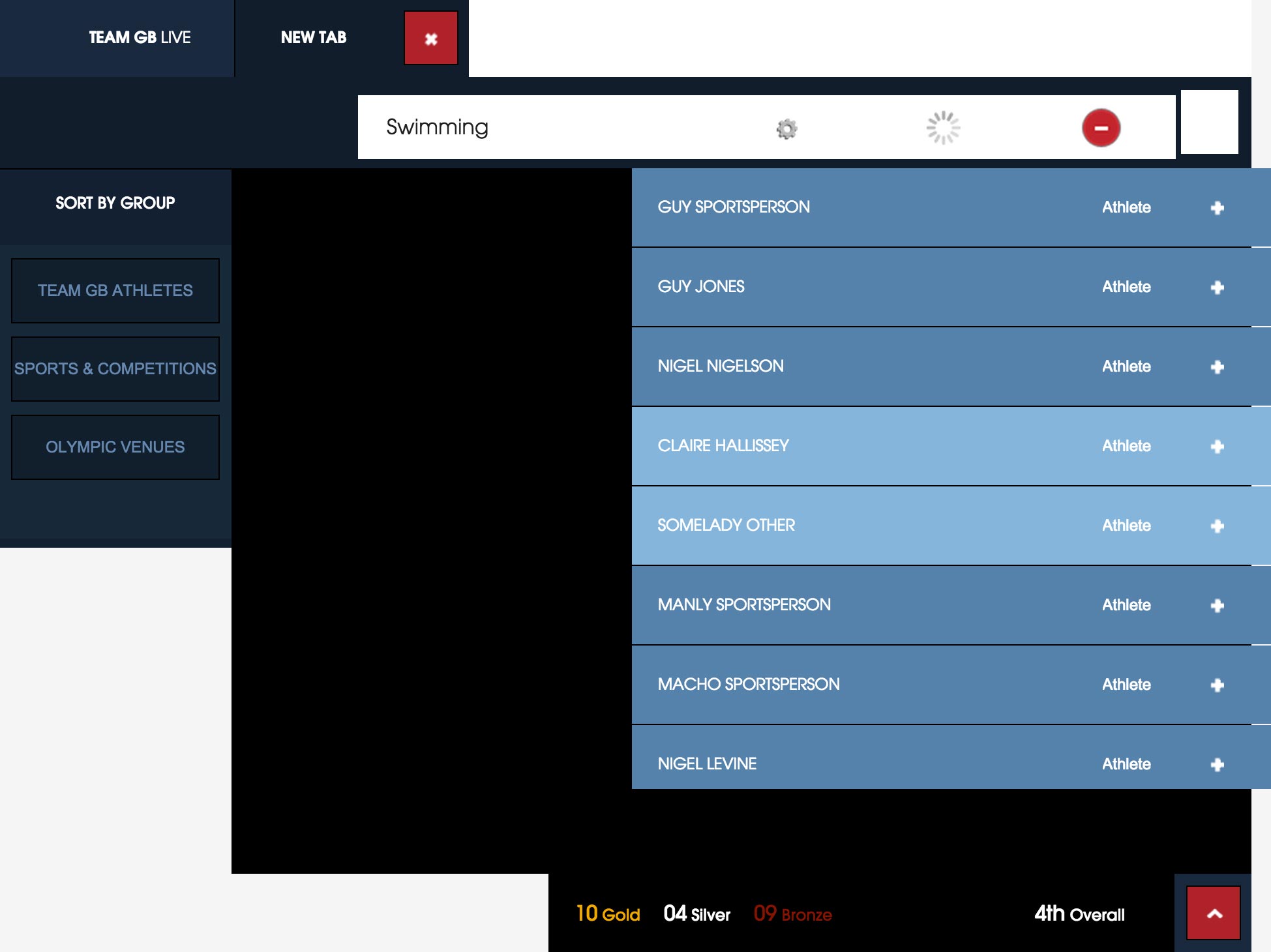 Team GB Dashboard | Pete // f90 | Brighton-based freelance developer