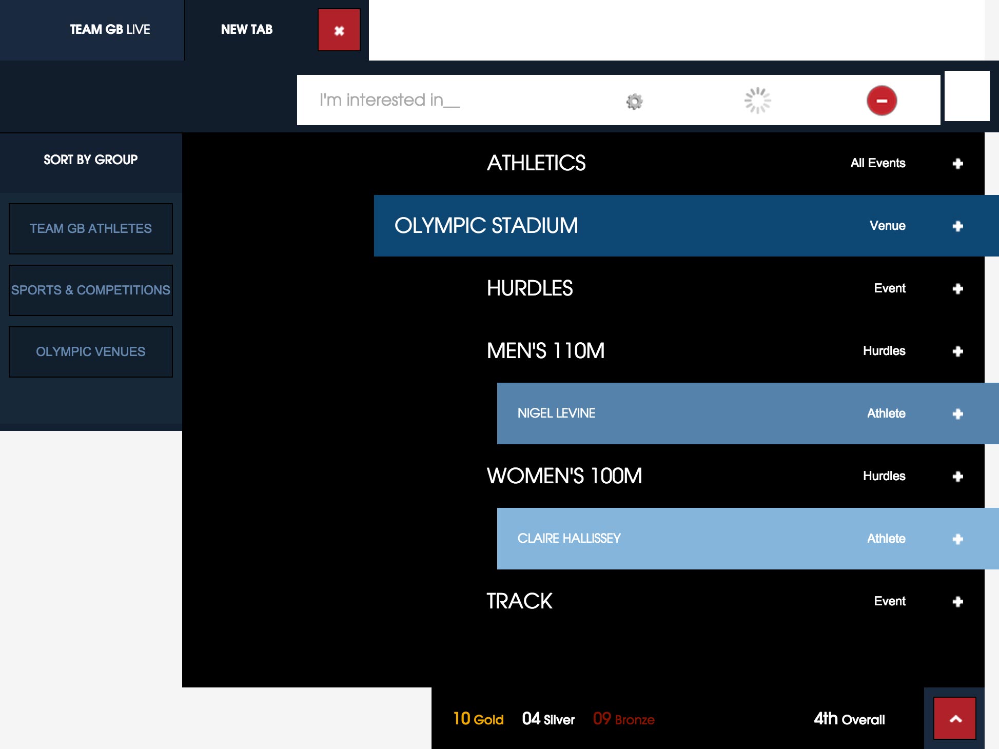 Team GB Dashboard | Pete // f90 | Brighton-based freelance developer