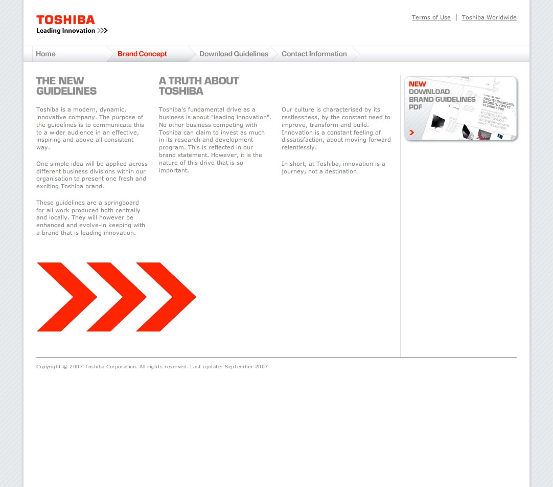Toshiba Brand Guidelines | Pete // f90 | Brighton-based freelance developer
