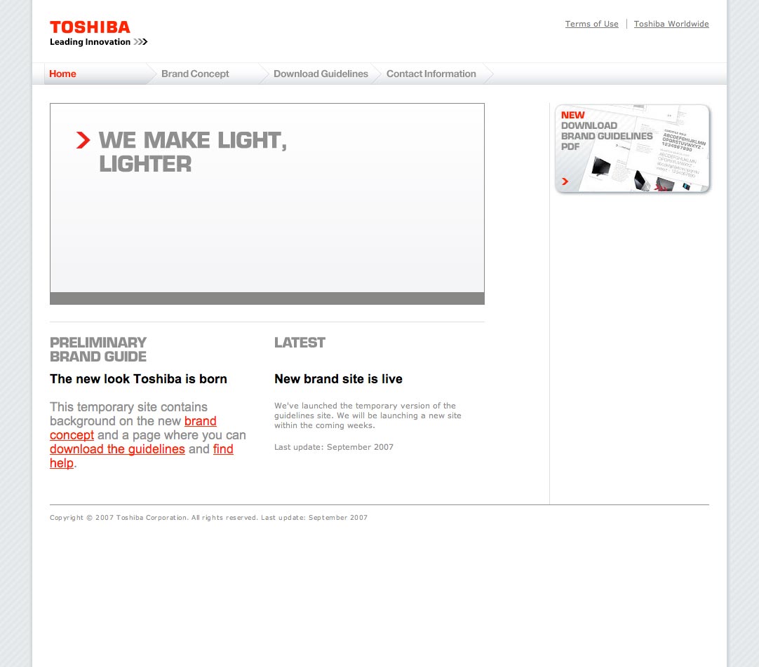 Toshiba Brand Guidelines | Pete // f90 | Brighton-based freelance developer